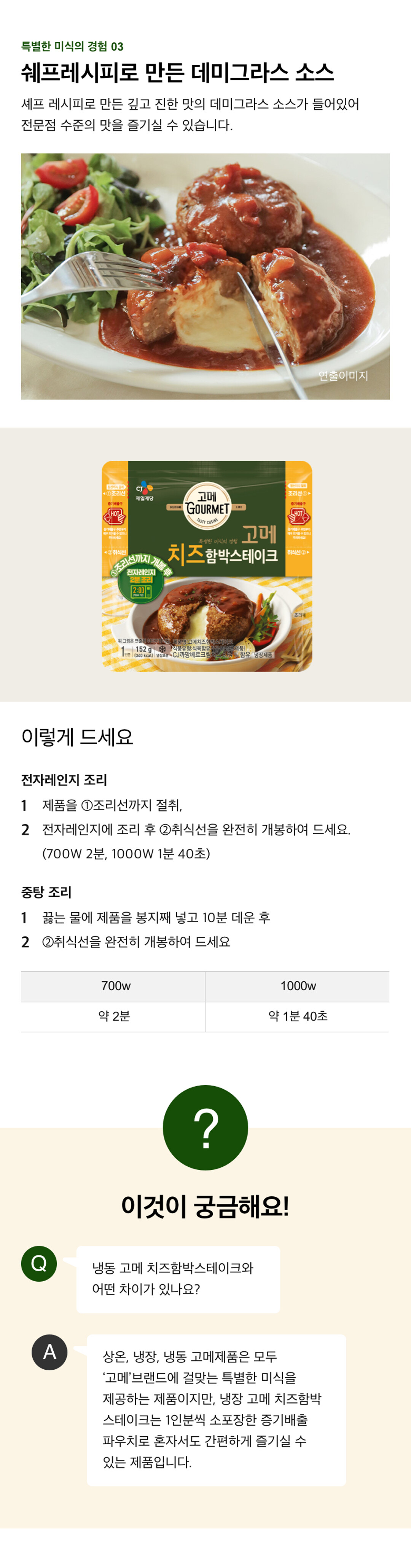 [CJ제일제당] 고메 치즈함박스테이크 152g x 10개