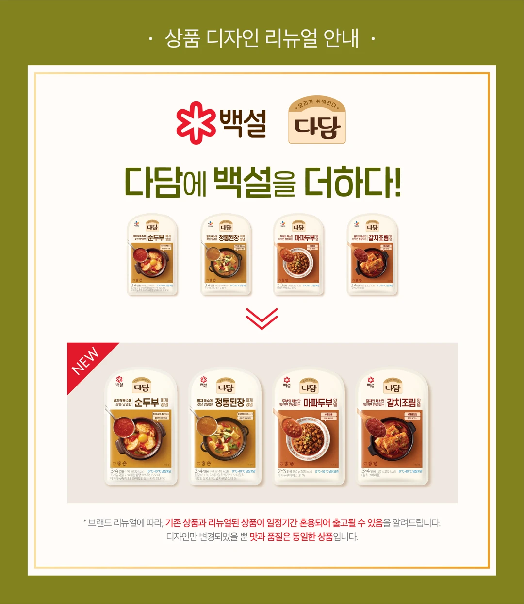 비비고 썰은배추김치 500g x 1 개 + 김치볶음 80g*5ea x 1개 + 다담 차돌된장찌개양념 145g x 1개 + 백설 그릴후랑크 240g*2번들 x 1개