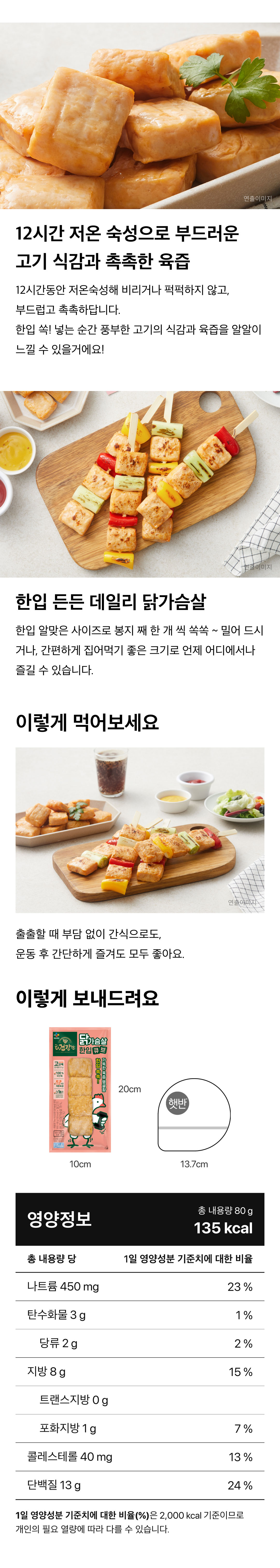 [CJ제일제당] 더건강한 닭가슴살 한입큐브 80g x 12개