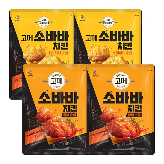 [고메 소바바치킨] 소이허니 순살 375gX2개+양념 순살 375gX2개 | 상품상세 | CJ더마켓 - CJ제일제당 공식몰