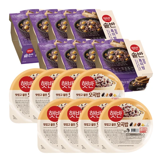 햇반 오곡밥210Gx8개 + 솥반 흑미밤찰밥 210Gx8개 | 상품상세 | CJ더마켓 - CJ제일제당 공식몰