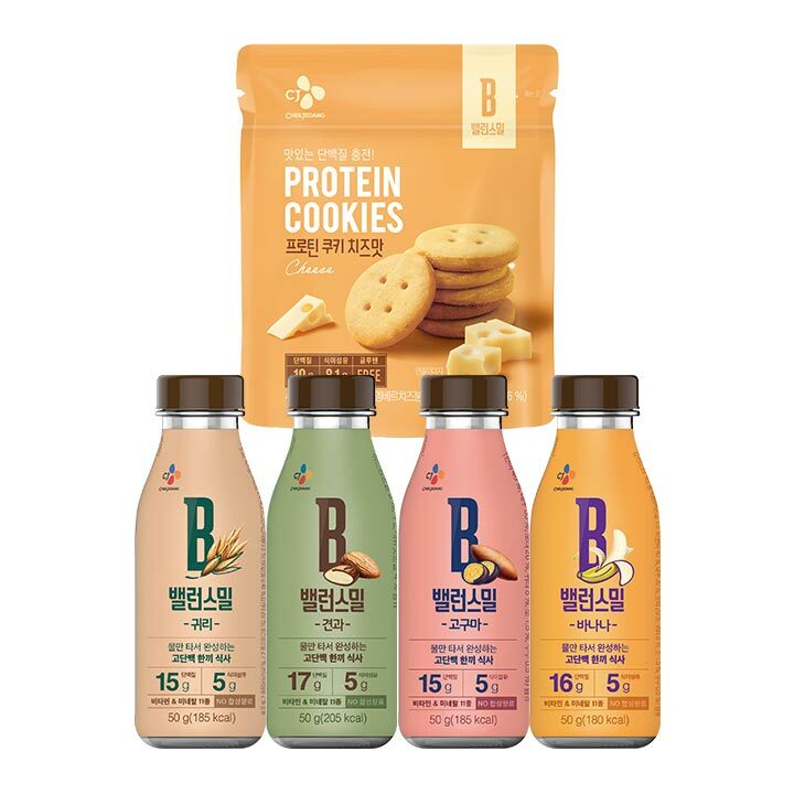 밸런스밀 귀리 50g+밸런스밀 견과 50g+밸런스밀 고구마 50g+밸런스밀 바나나 50g+밸런스밀 프로틴쿠키 치즈맛 40g | 상품상세 | CJ더마켓 - CJ제일제당 공식몰