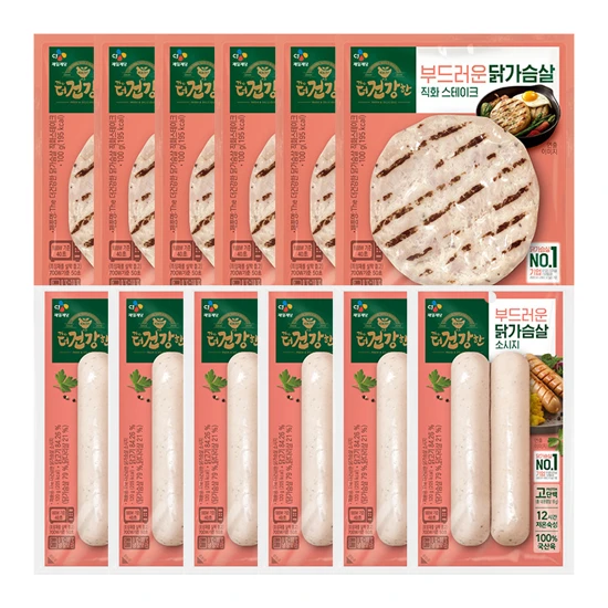 더건강한 닭가슴살 직화 스테이크 100gX6개+더건강한 닭가슴살 소시지 120gX6개 | 상품상세 | CJ더마켓 - CJ제일제당 공식몰