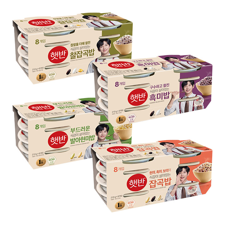 햇반 샘플러 4종(발아현미밥210g 8번들+잡곡밥210g 8번들+찰잡곡밥210g 8번들+흑미밥210g 8번들) | 상품상세 | CJ더마켓 - CJ제일제당 공식몰