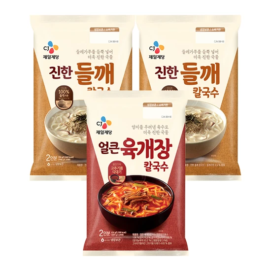 CJ 얼큰 육개장칼국수 414g+CJ 진한 들깨칼국수 396gX2개 | 상품상세 | CJ더마켓 - CJ제일제당 공식몰