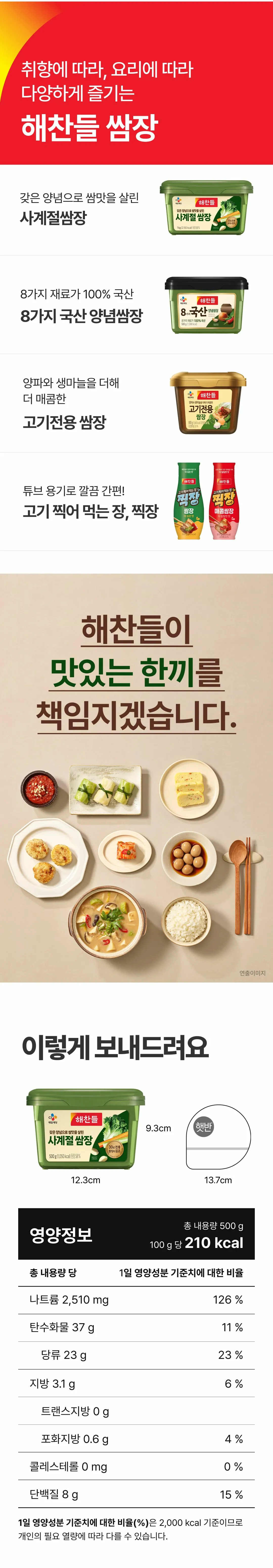 해찬들 사계절쌈장 500g 상품상세 Cj더마켓 Cj제일제당 공식몰