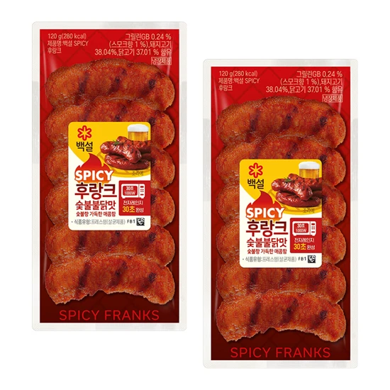 [2+2]백설 숯불불닭맛후랑크 120g | 상품상세 | CJ더마켓 - CJ제일제당 공식몰