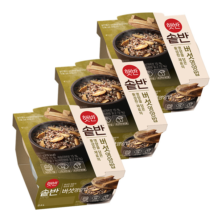 햇반 솥반 버섯영양밥 200gX3개 | 상품상세 | CJ더마켓 - CJ제일제당 공식몰