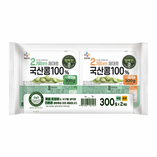 행복한콩 2가지로만 국산콩두부 부침찌개300gX 2개입 | 상품상세 | CJ더마켓 - CJ제일제당 공식몰