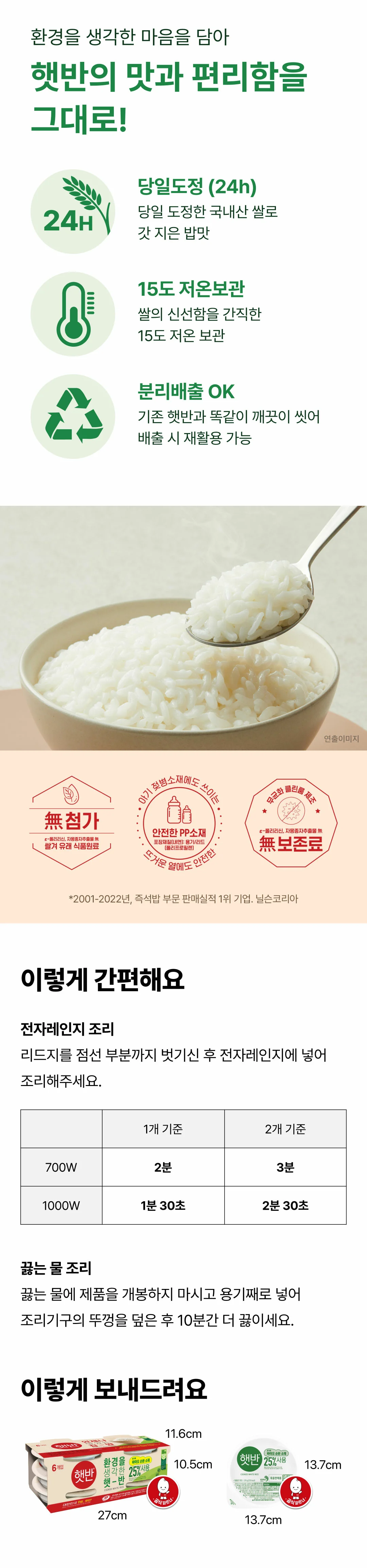 환경을 생각한 햇반 210gX6번들 | 상품상세 | CJ더마켓 - CJ제일제당 공식몰