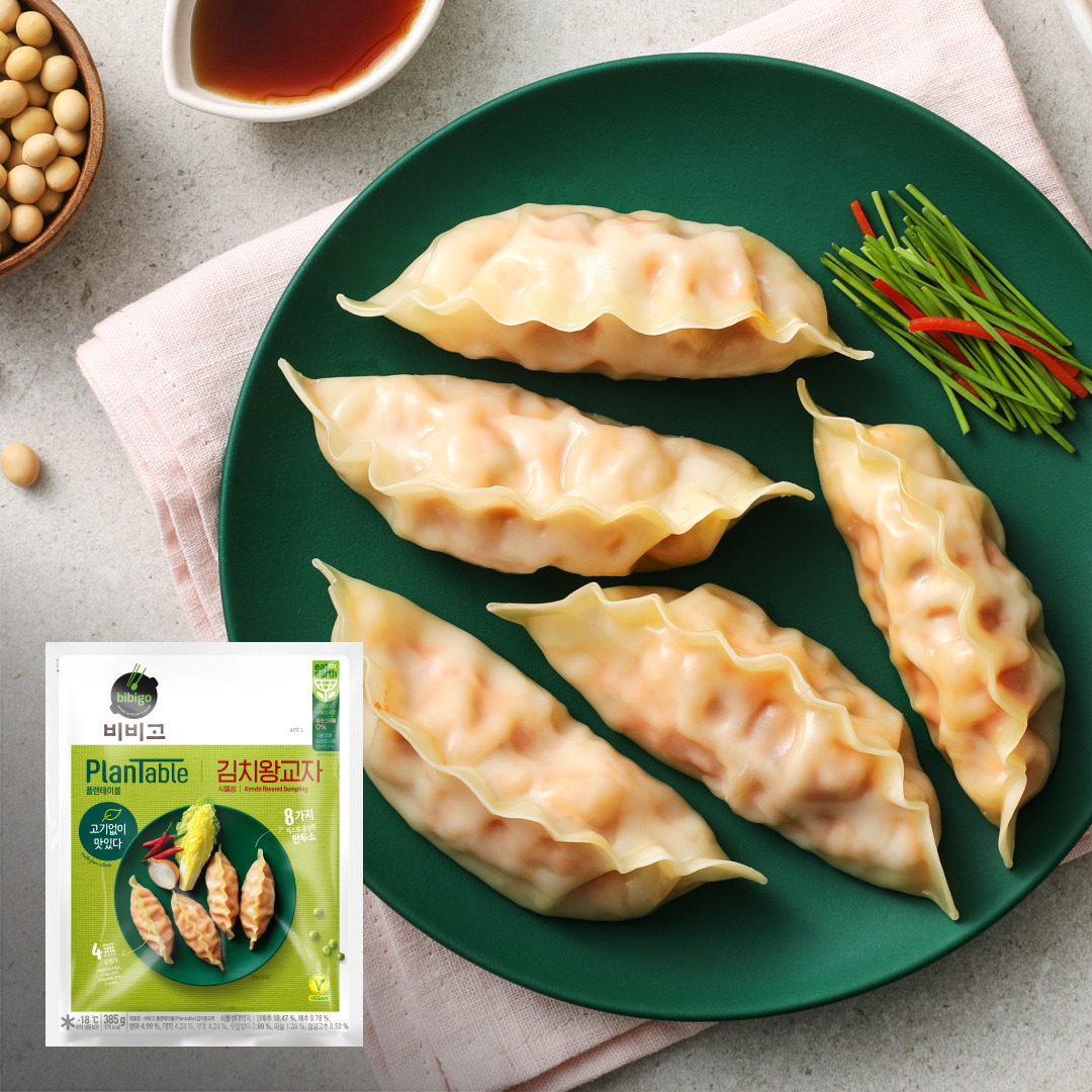 [식물성]비비고 플랜테이블 김치왕교자 385g | 상품상세 | CJ더마켓 - CJ제일제당 공식몰