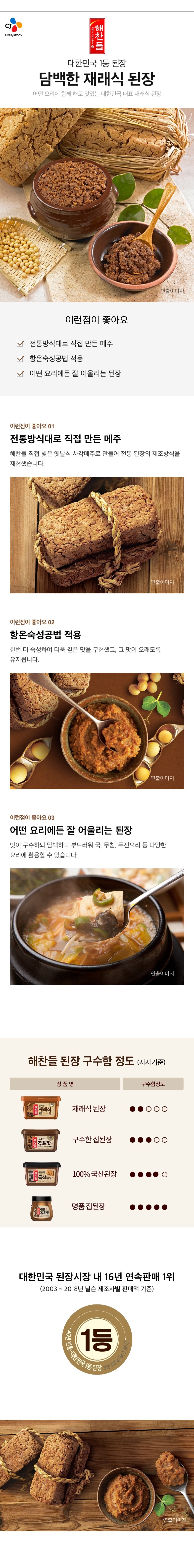 [CJ제일제당] 해찬들 재래식된장 2.3kg x 5개상품상세_동원몰