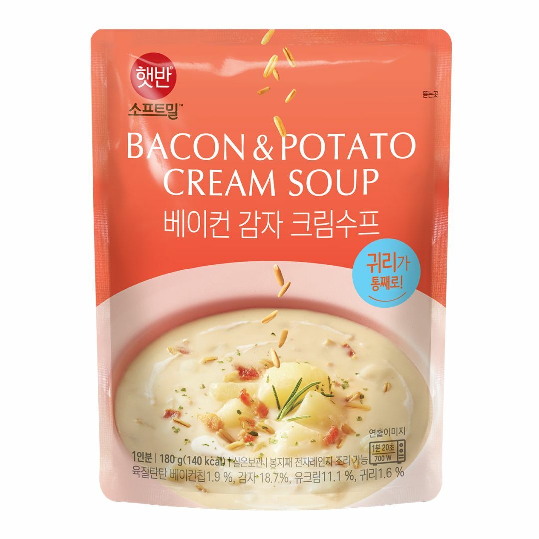 [1+1]햇반소프트밀 베이컨 감자 크림수프 180g | 상품상세 | CJ더마켓 - CJ제일제당 공식몰