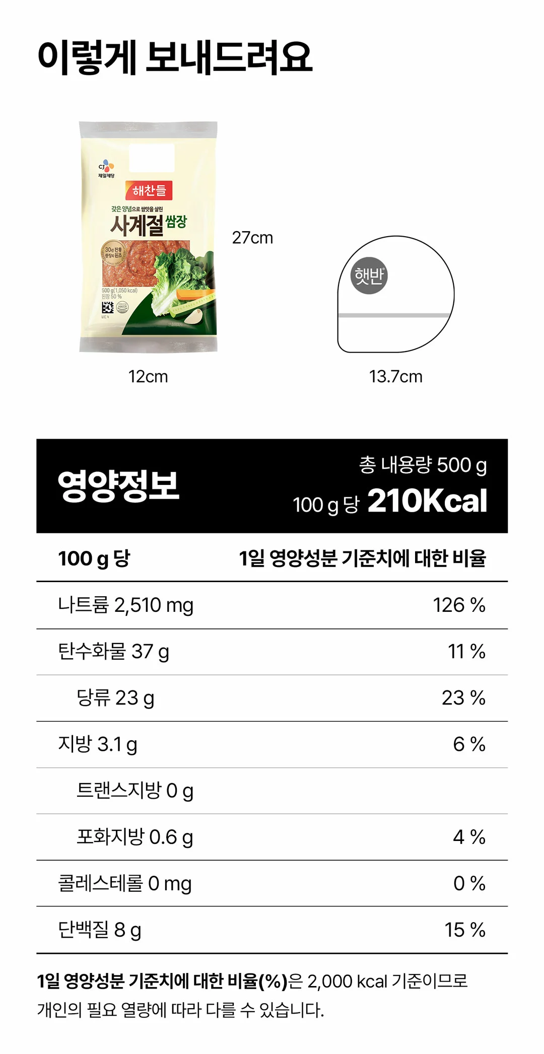 사계절쌈장500g 봉 상품상세 Cj더마켓 Cj제일제당 공식몰
