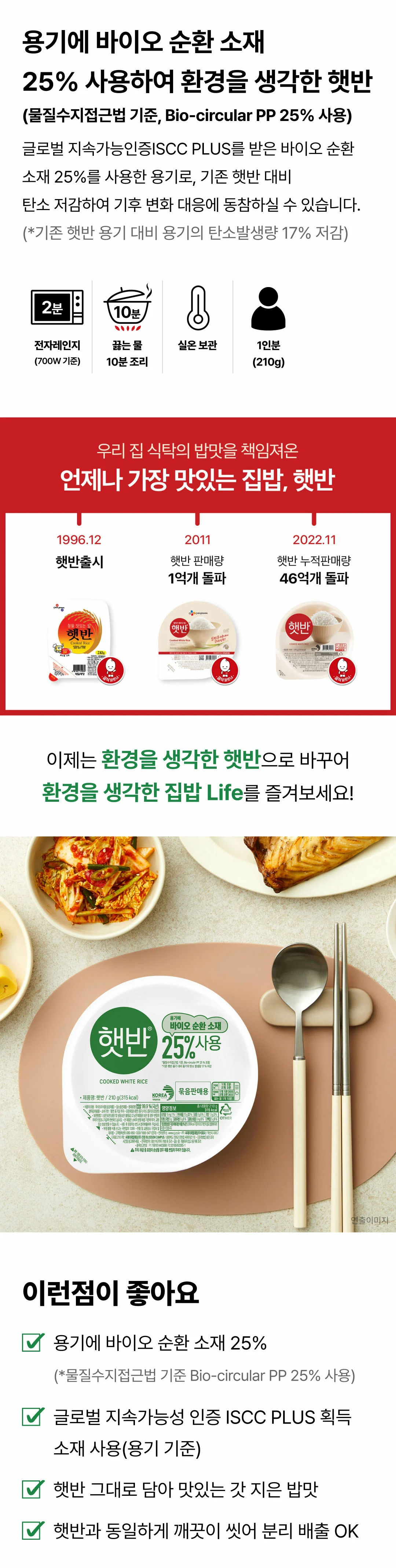 환경을 생각한 햇반 210gX6번들 | 상품상세 | CJ더마켓 - CJ제일제당 공식몰