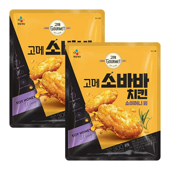 [고메 소바바치킨] 소이허니 윙 300gX2개 | 상품상세 | CJ더마켓 - CJ제일제당 공식몰