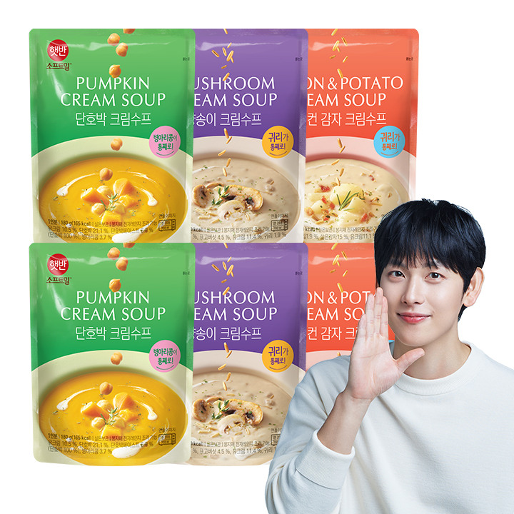 햇반소프트밀 단호박 크림수프 180g X 2개+햇반소프트밀 양송이 크림수프 180g X 2개+햇반소프트밀 베이컨감자 크림수프 180g X 2개 | 상품상세 | CJ더마켓 ...